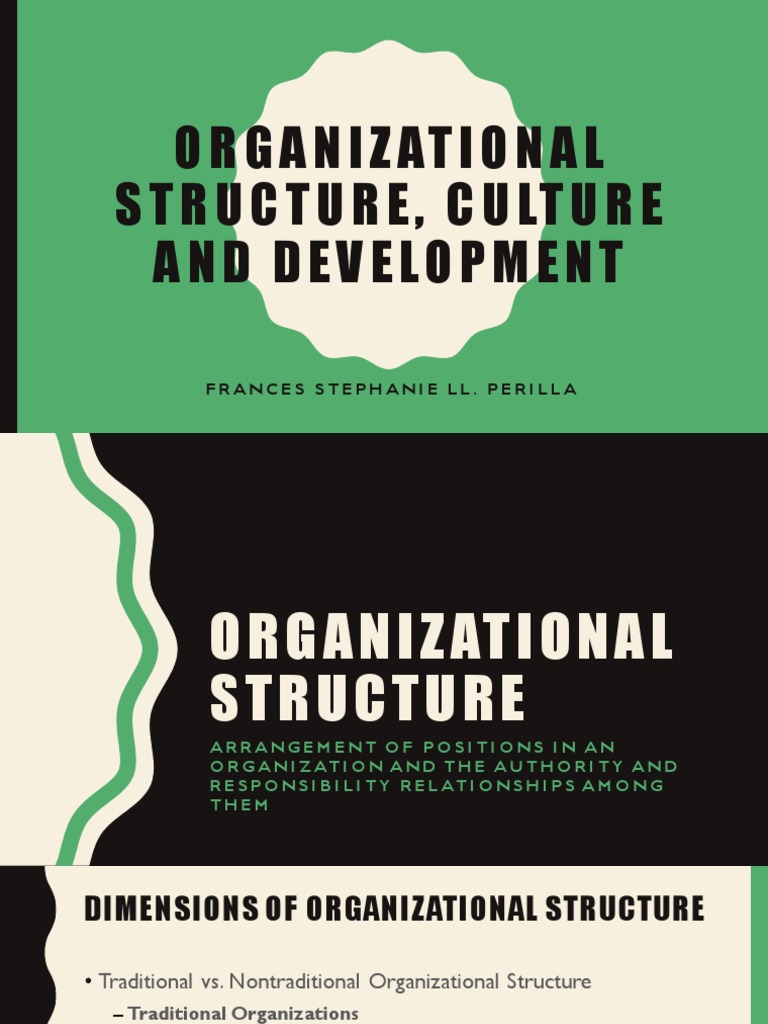 Organizational STR Uc Tur E, C Ultur E Anddevelopment: Frances ...