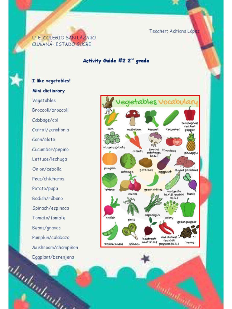 2nd Grade Vegetable Activity Guide | PDF | Language Arts & Discipline ...