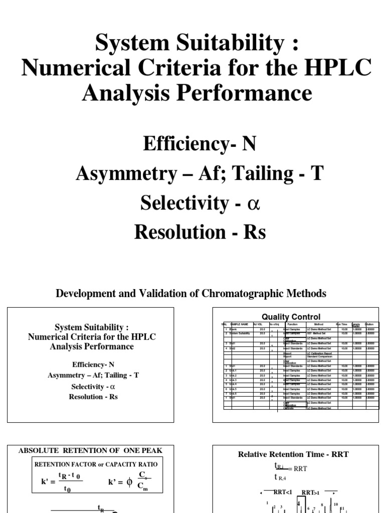 SST Numerical Criteria For HPLC PDF | PDF | Chromatography | Viscosity