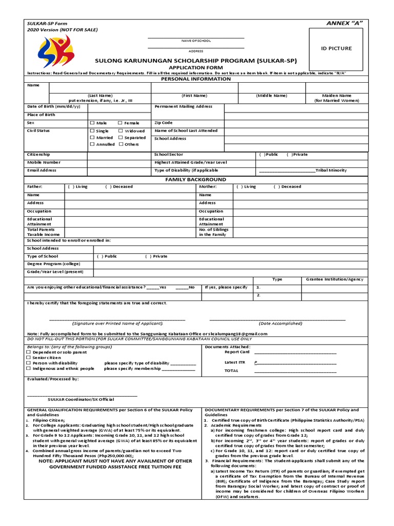Sulong Karunungan Scholarship Program (Sulkar-Sp) : Annex "A" | PDF ...