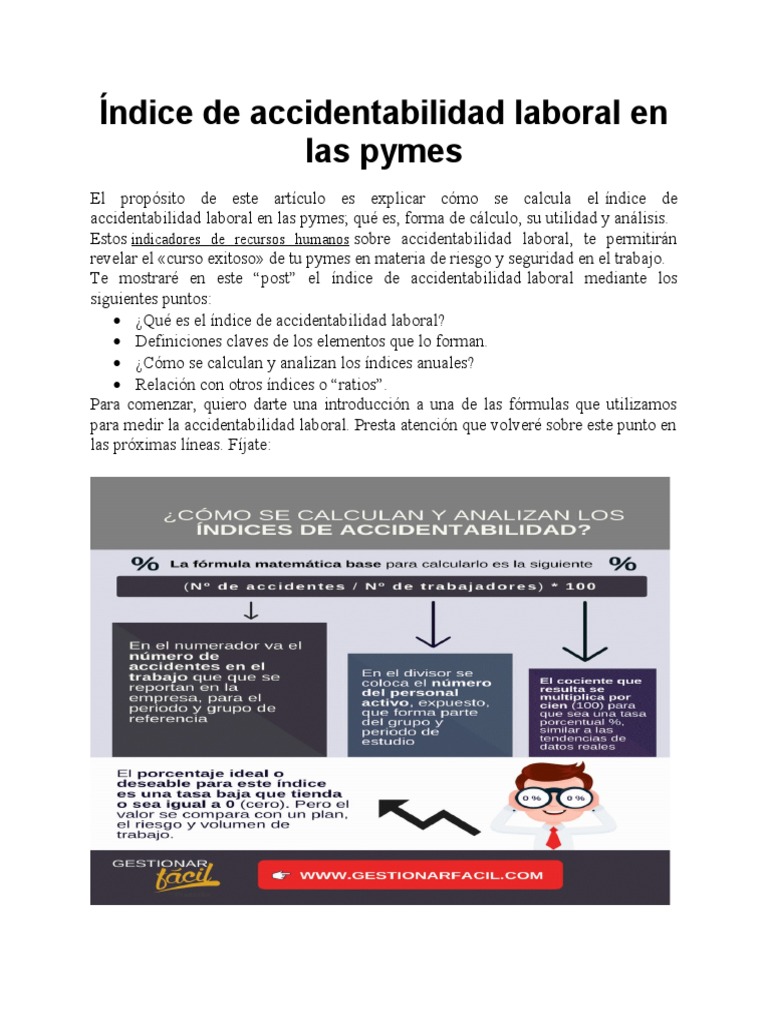Índice de Accidentabilidad Laboral en Las Pymes | Descargar gratis PDF | Pequeñas y medianas ...
