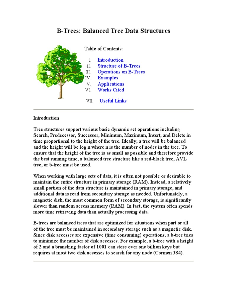 B-Trees: Balanced Tree Data Structures for Large Data Sets | PDF ...