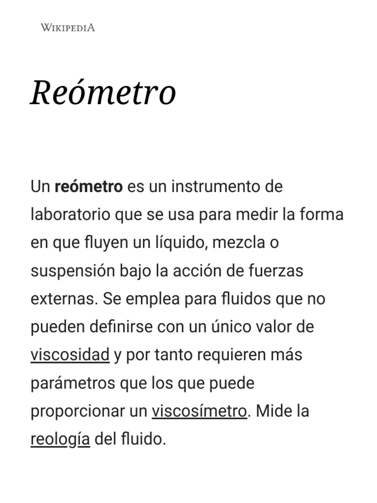 Reómetro - Wikipedia, La Enciclopedia Libre | PDF