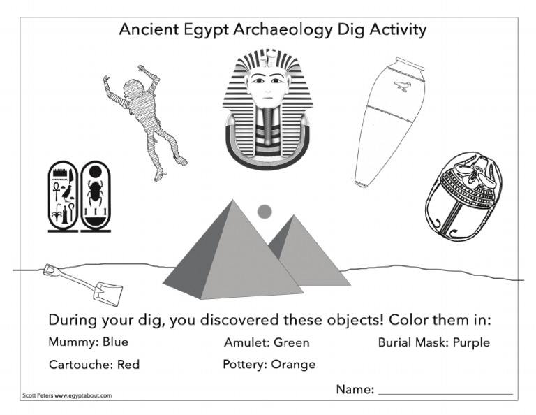 Kids Egypt Archaeology Dig Worksheet | PDF