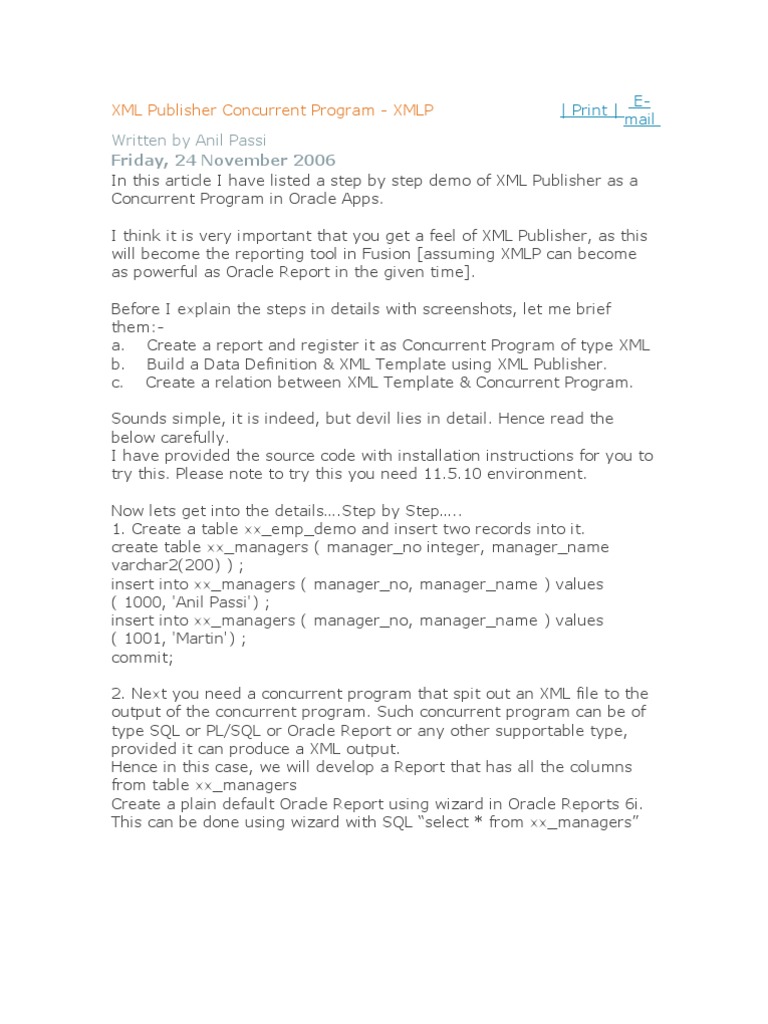 XML Publisher | PDF | Microsoft Word | Oracle Database