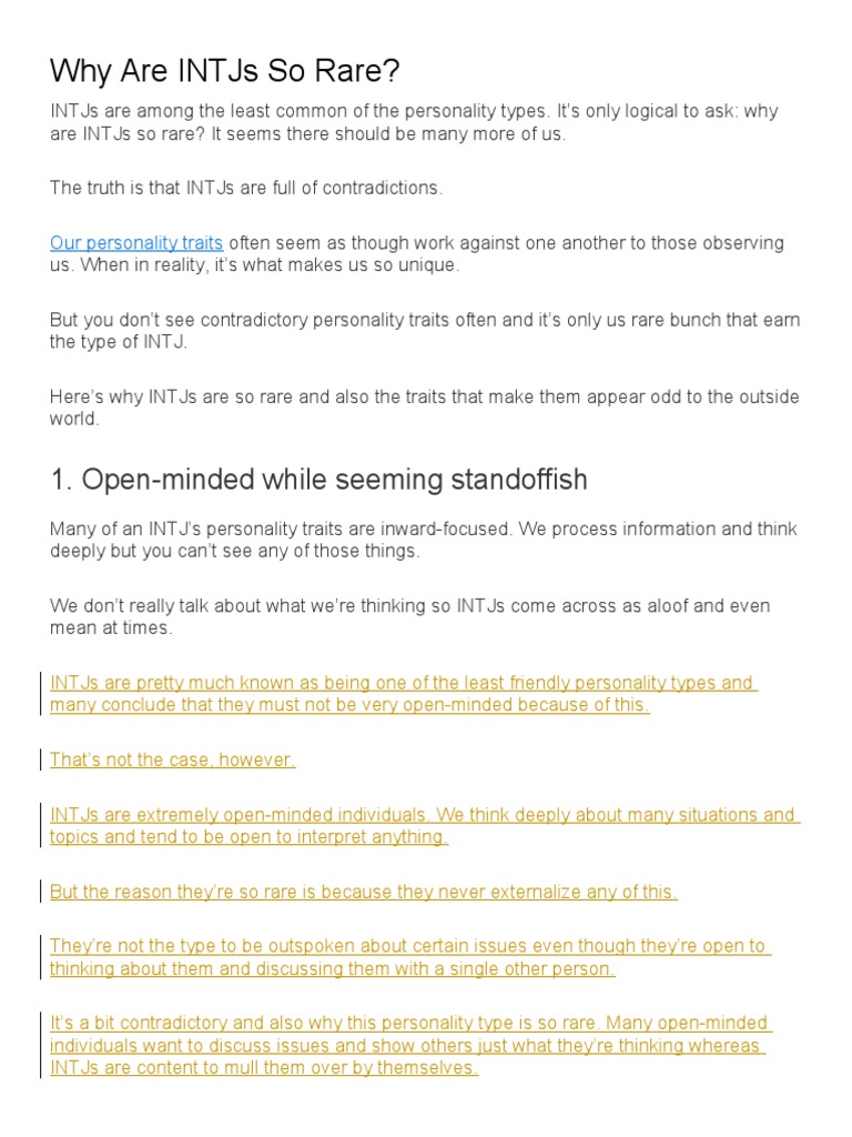 Why Are INTJs So Rare | PDF | Personality Type | Contradiction