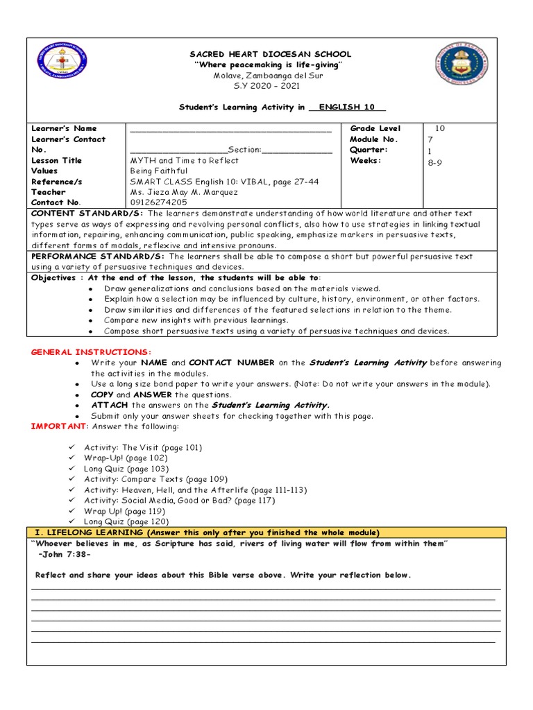 ENGLISH MODULE 7 Instructions | PDF | Learning | Cognition