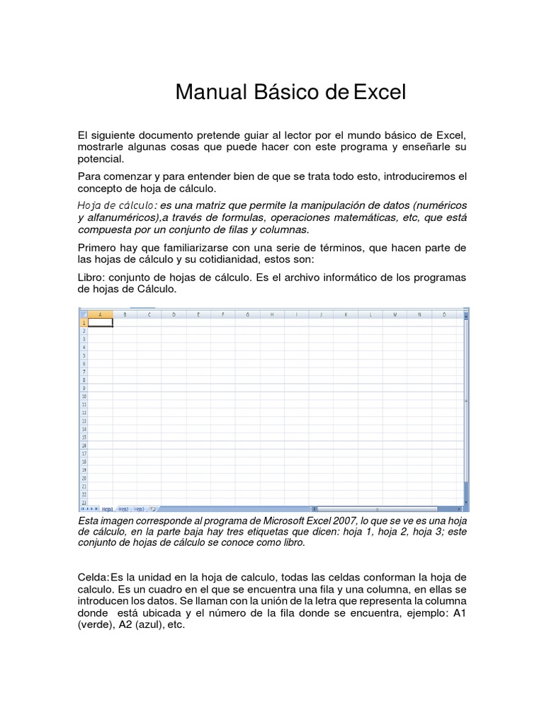 Manual Basico Excel | PDF | Hoja de cálculo | Microsoft Excel