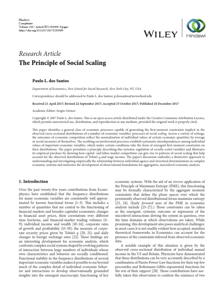 Research Article: The Principle of Social Scaling | PDF | Labour ...