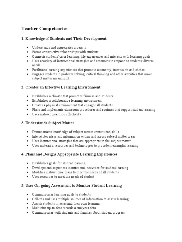 Teacher Competencies | PDF