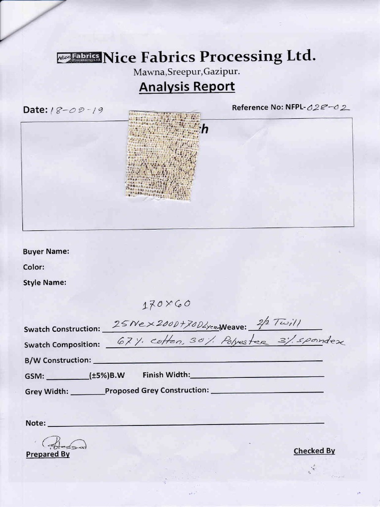 Nice Processing LTD.: Fabrics | PDF