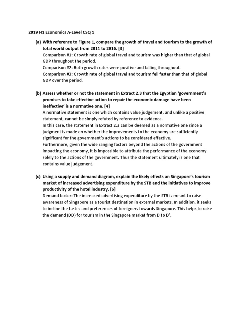 2019 H1 Economics A-Level CSQ 1 PDF | PDF | Demand | Externality