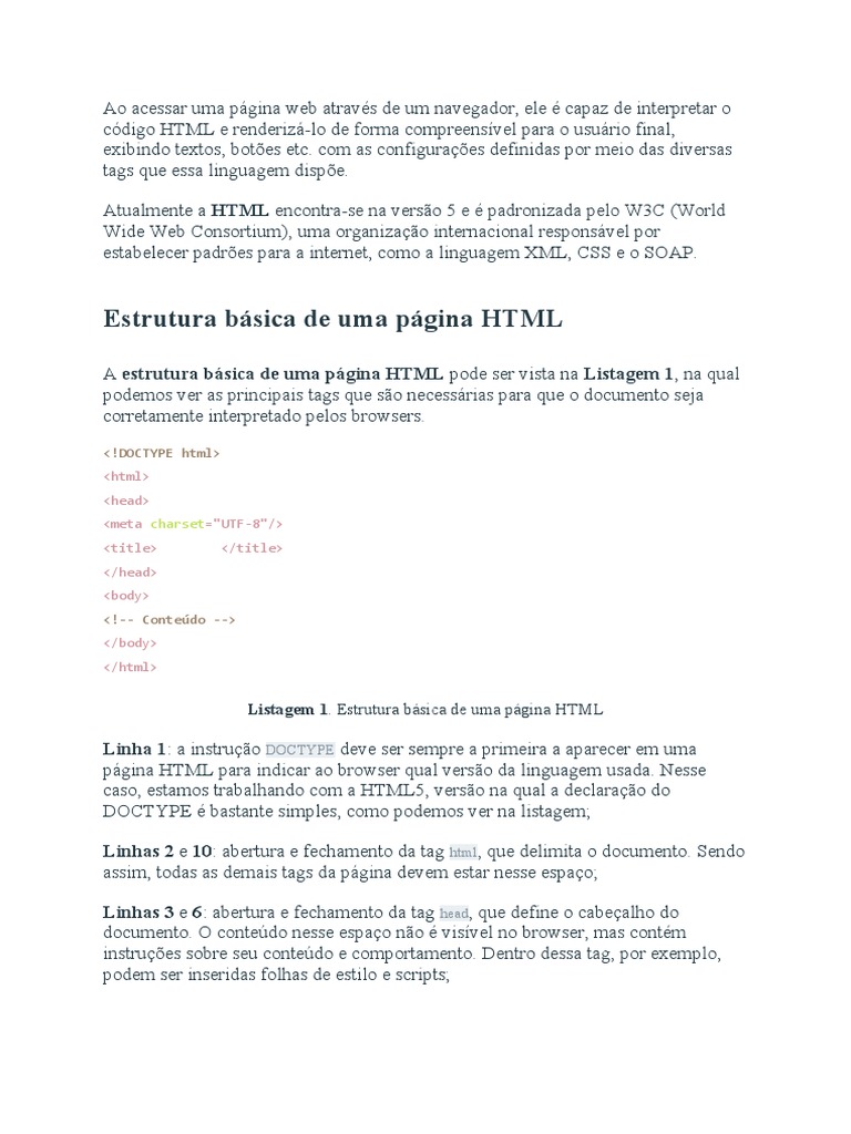 Ao Acessar Uma Página Web Através de Um Navegador | Download grátis PDF | Html | Folhas de ...