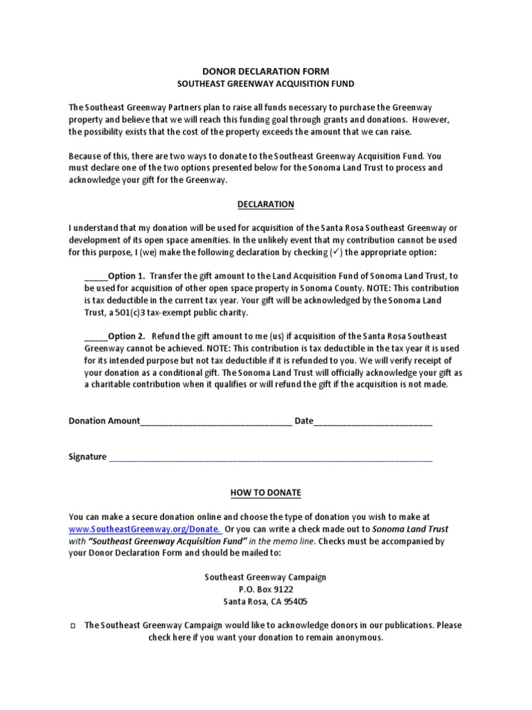 Donor-Declaration-Form 2017.09.05 Final PDF | PDF | Donation ...