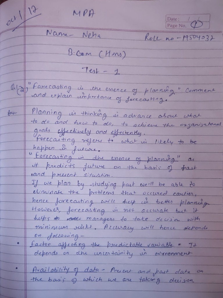 Mpa Test 1 Oct 17 PDF | PDF | Social Science | Science & Mathematics