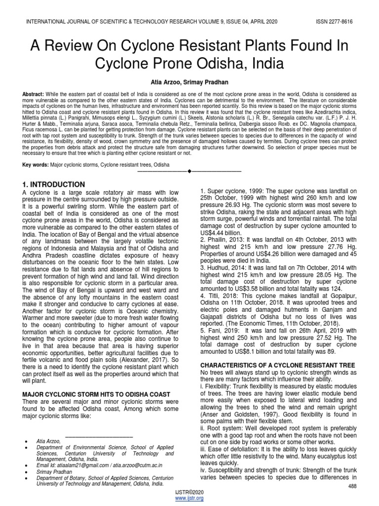 A Review On Cyclone Resistant Plants Found in Cyclone Prone Odisha ...