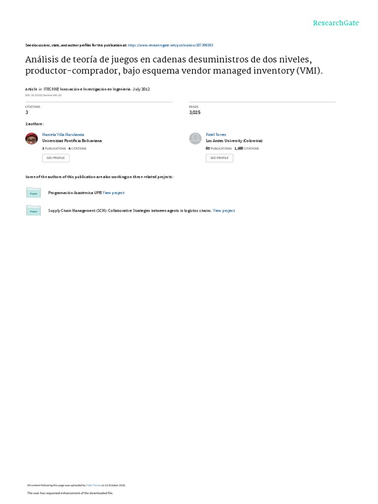 Analisis de Teoria de Juegos en Cadenas Desuminist | PDF | Teoría de ...