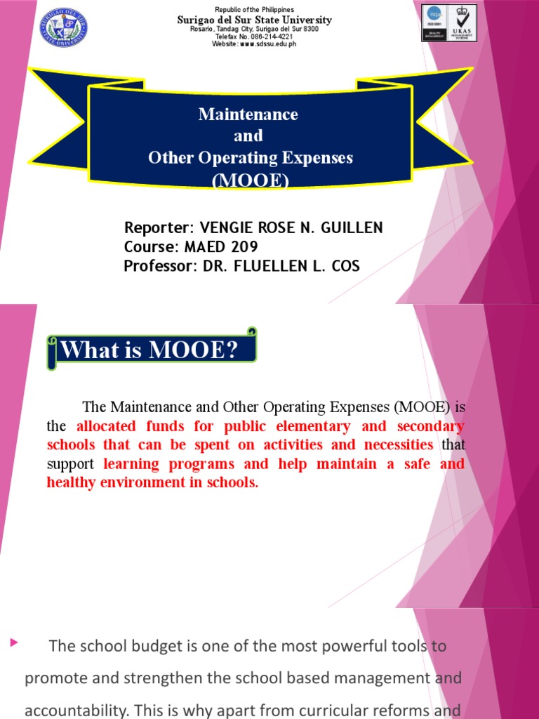 ALL ABOUT SCHOOL MOOE - BY: Vengie Rose N. Guilllen | PDF | Learning ...