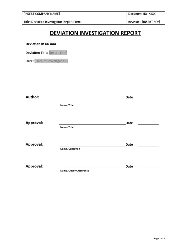 F Deviation Investigation Report | PDF | Business