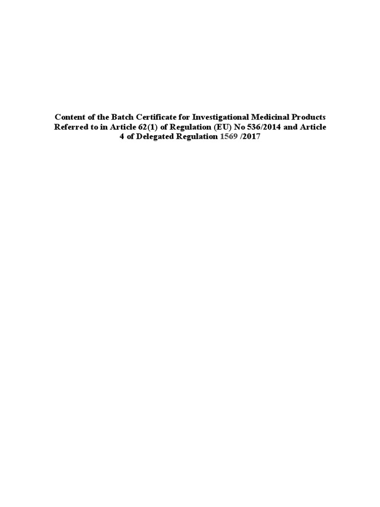 Batch Certificate Template for IMPs | PDF | Medicine | Government
