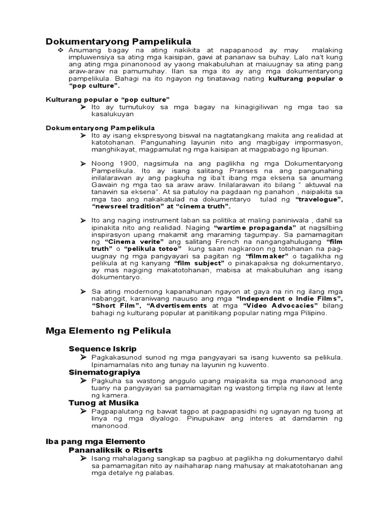Dokumentaryong Pampelikula | PDF