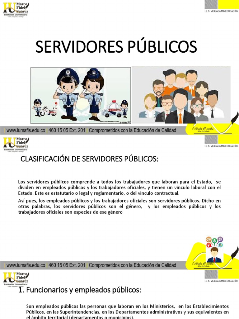Clasificación Servidores Públicos | PDF | Derecho laboral | Colombia