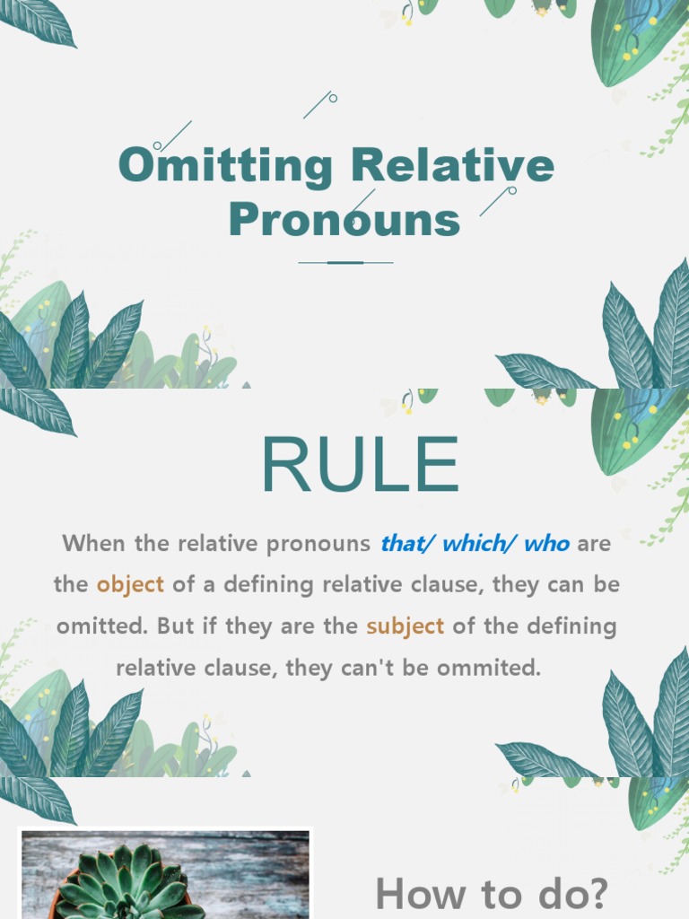 Omission of Relative Pronouns Explained | PDF