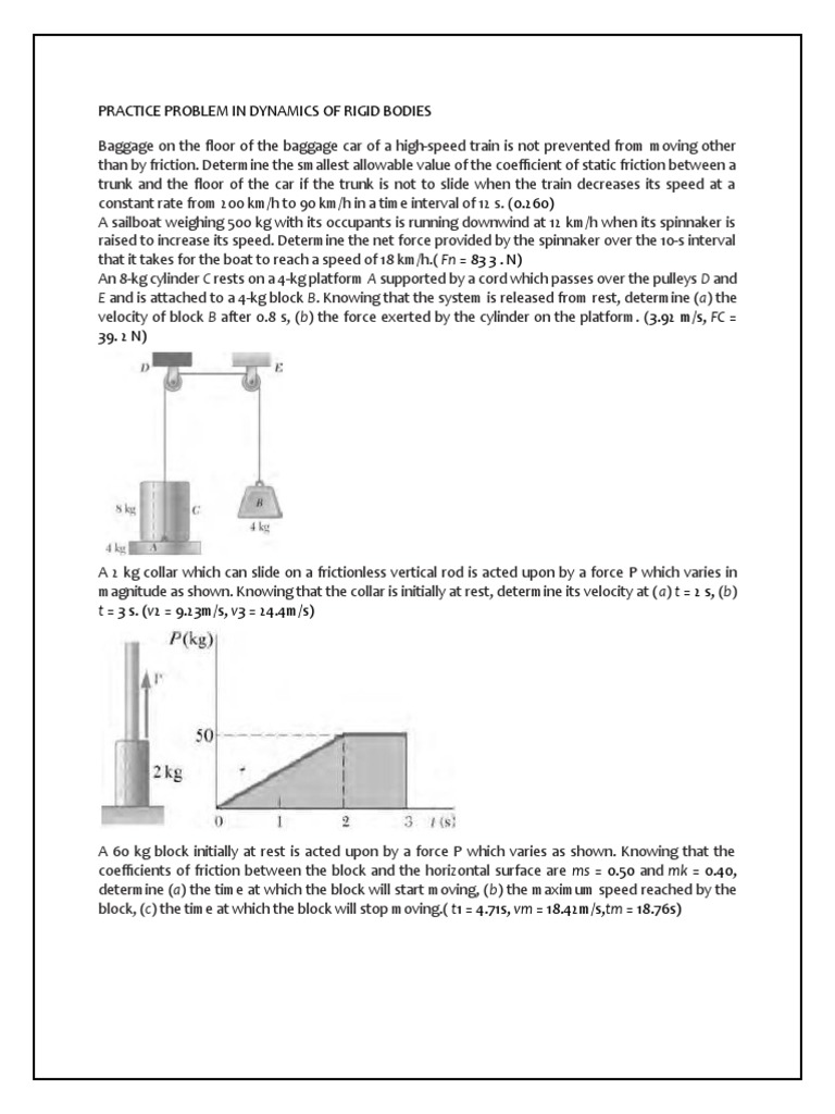 Probset - Mech 2 - Dynamics | PDF | Projectiles | Friction