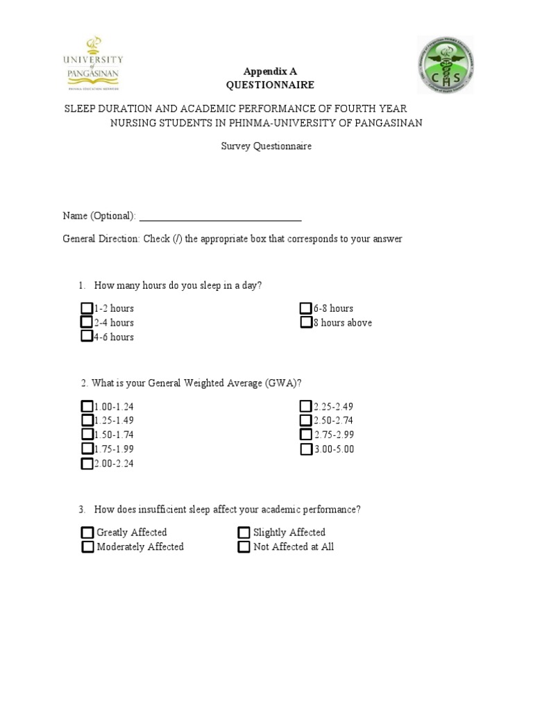 Appendix A Questionnaire | PDF | Career & Growth