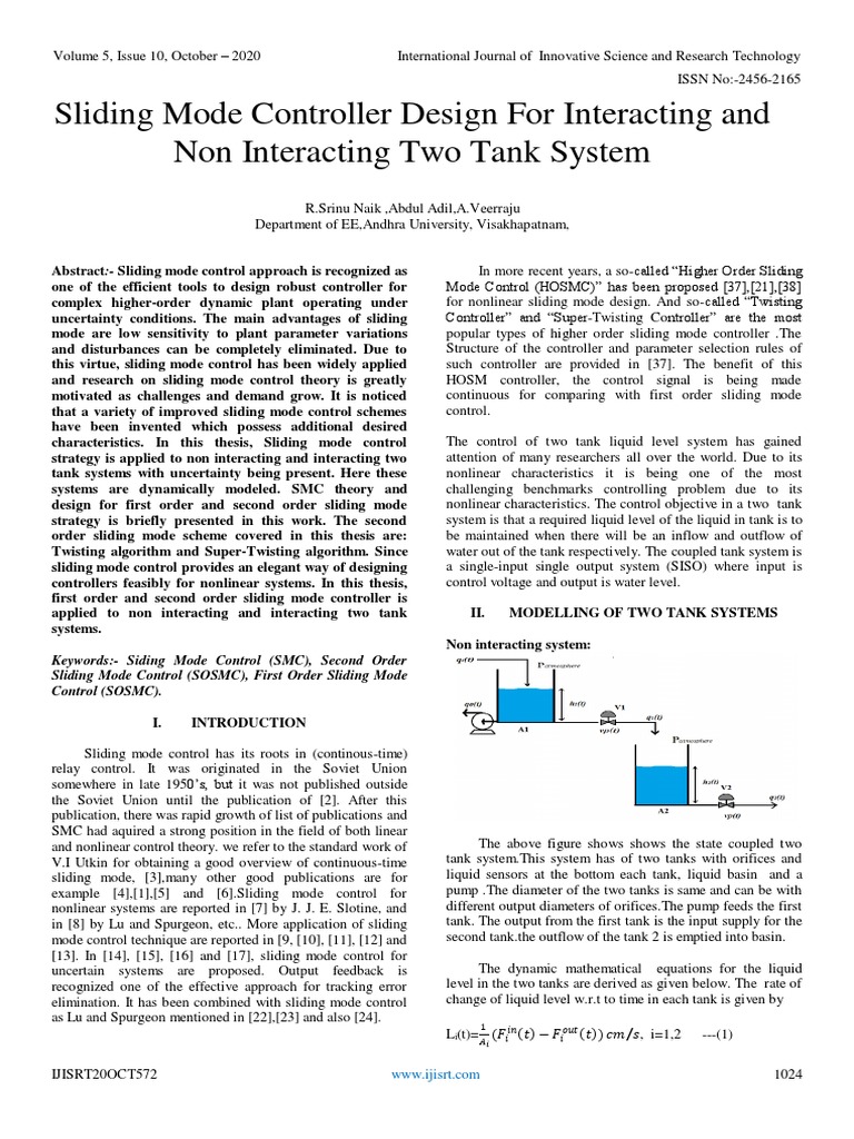 Sliding Mode Controller Design For Interacting and Non Interacting Two ...