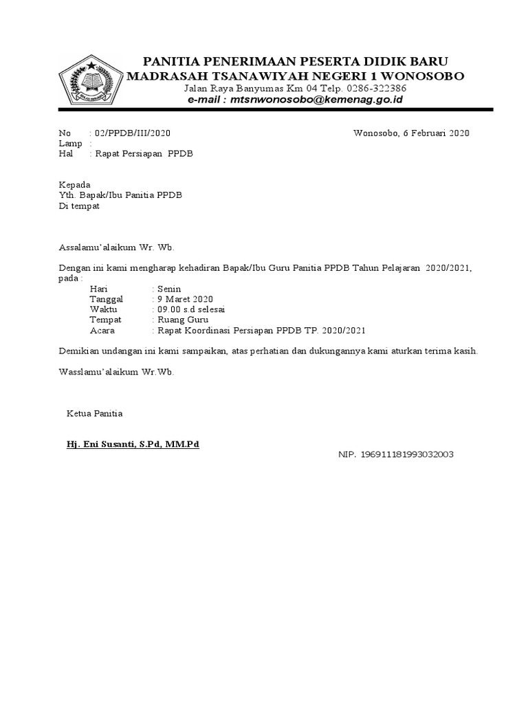 Undangan Rapat PPDB | PDF
