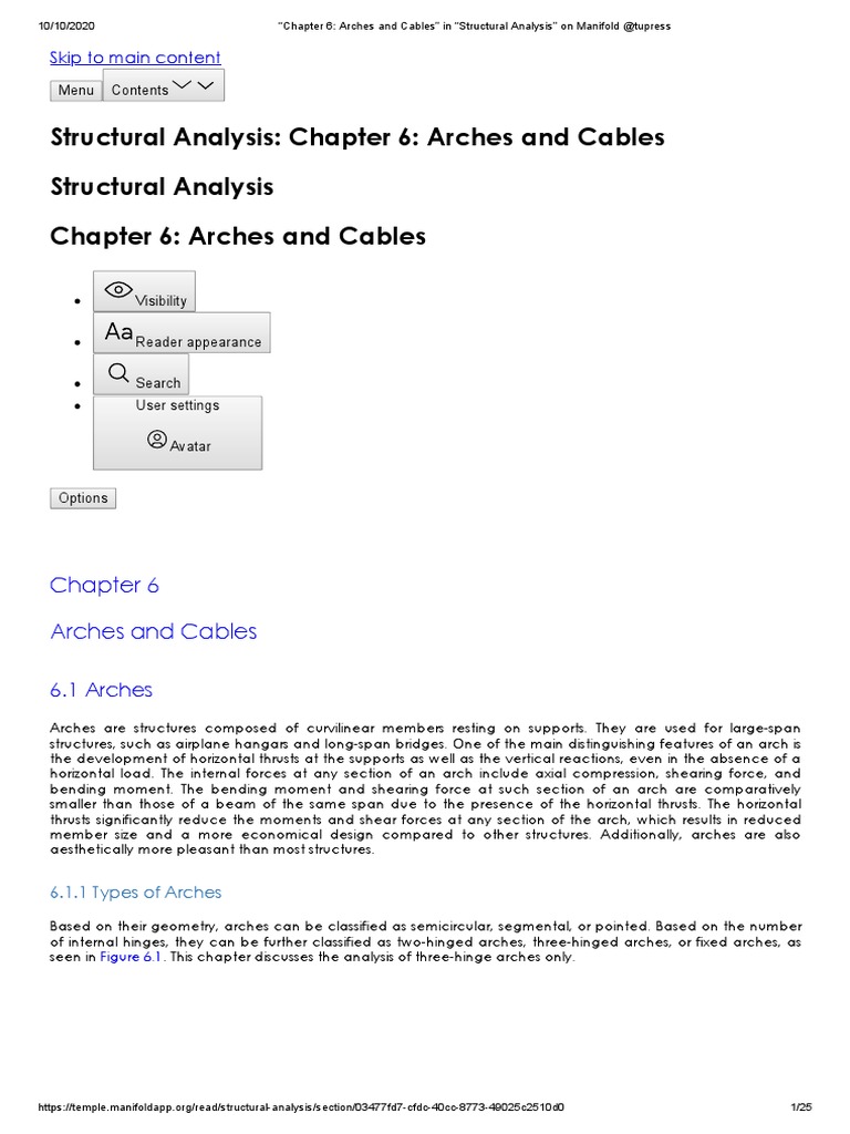 "Chapter 6 - Arches and Cables" in "Structural Analysis" On Manifold ...