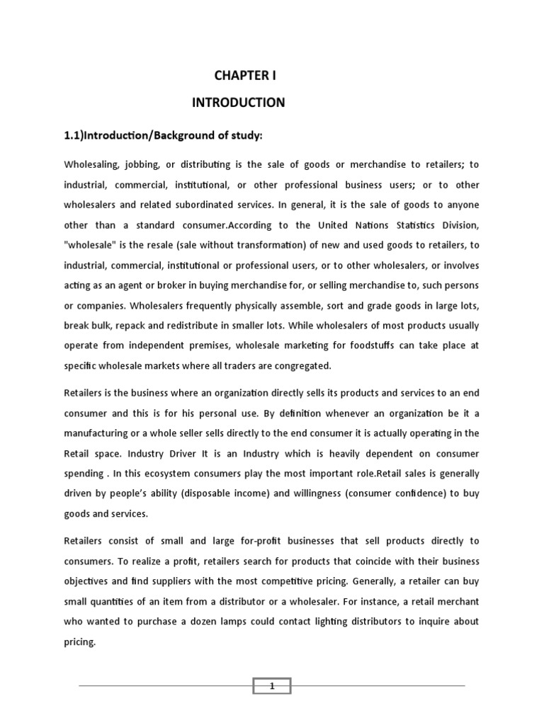 1.1) Introduction/Background of Study | Download Free PDF | Retail ...