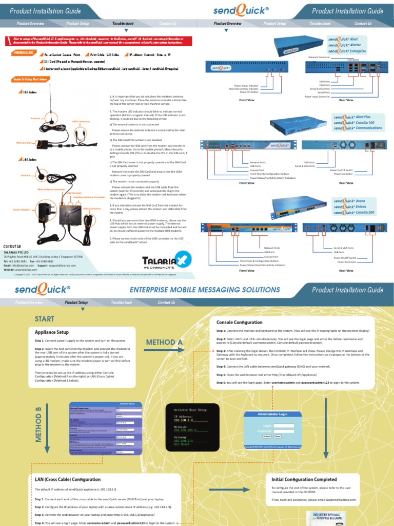 Sendquick Installation Guide PDF | PDF | Usb | Electrical Connector
