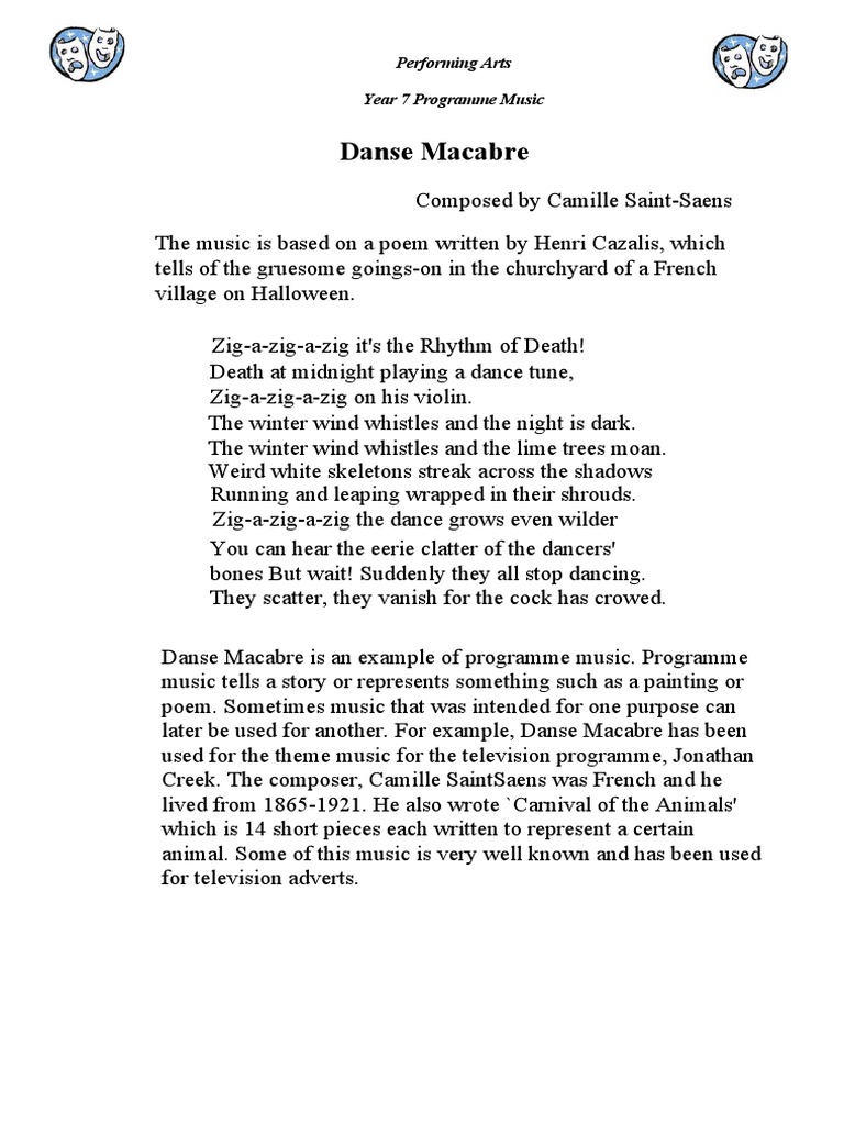 Danse Macabre Poem and Info Sheet | PDF