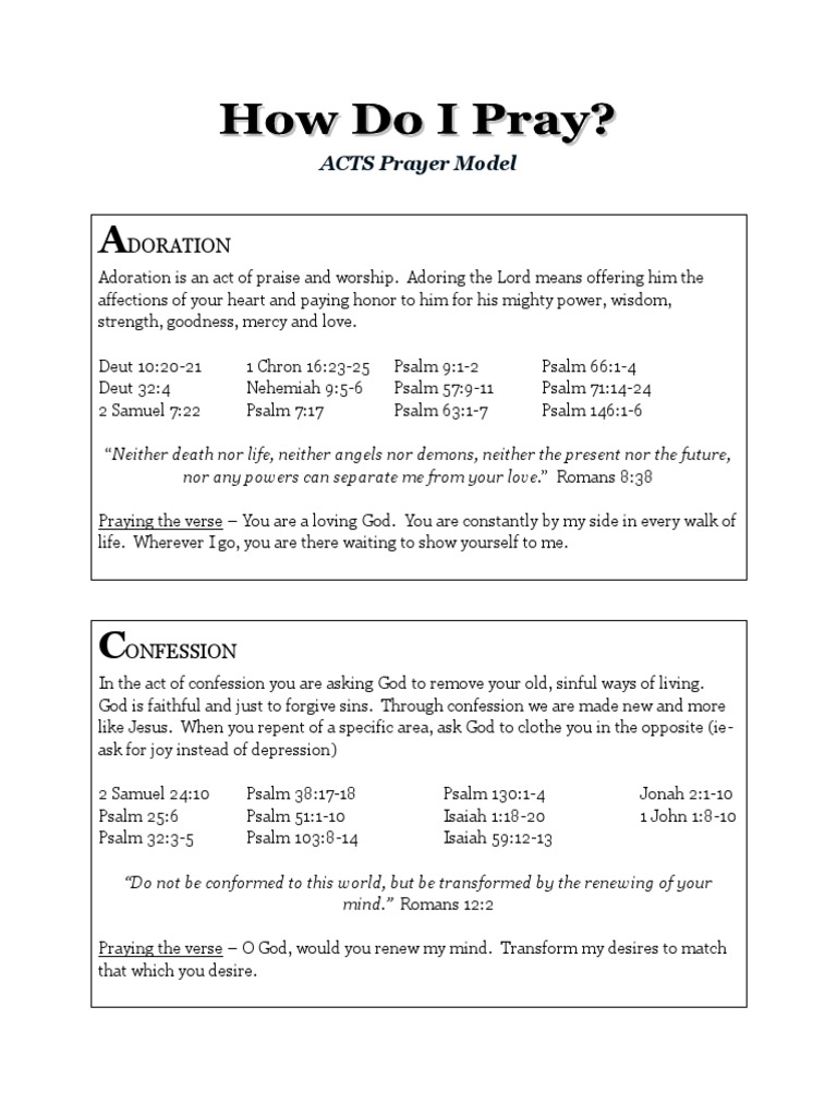 ACTS Prayer Guide PDF | PDF | Confession (Religion) | Psalms