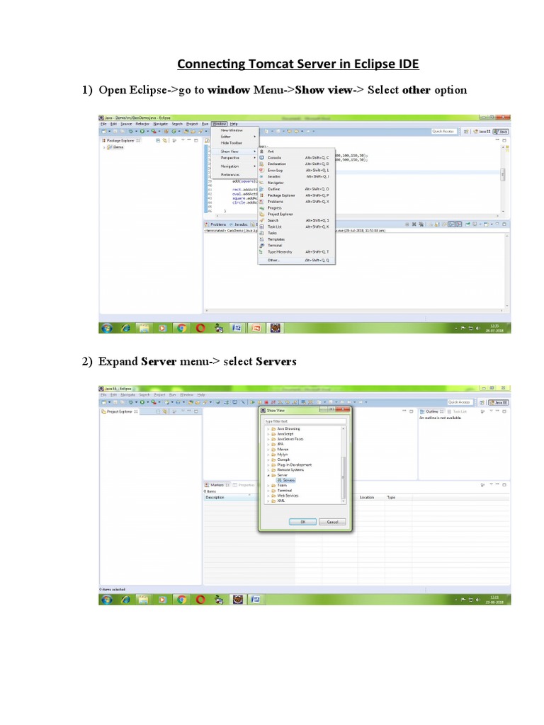 Connecting Tomcat Server In Eclipse Ide Pdf Java Programming Language Java Servlet