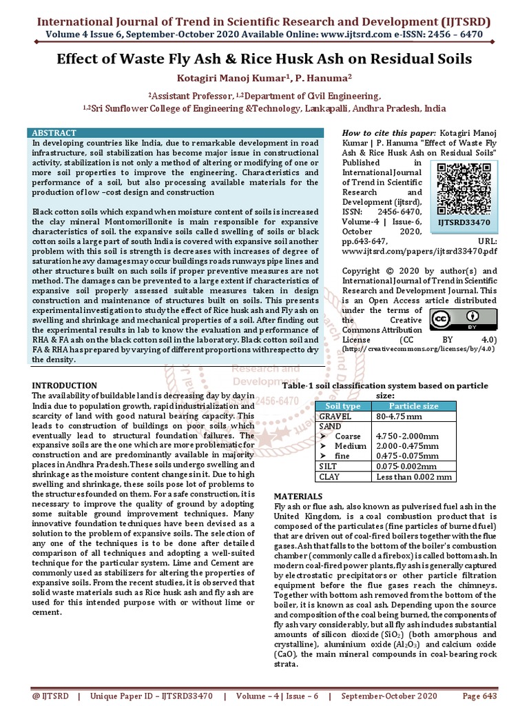 Effect of Waste Fly Ash and Rice Husk Ash On Residual Soils | PDF | Fly ...