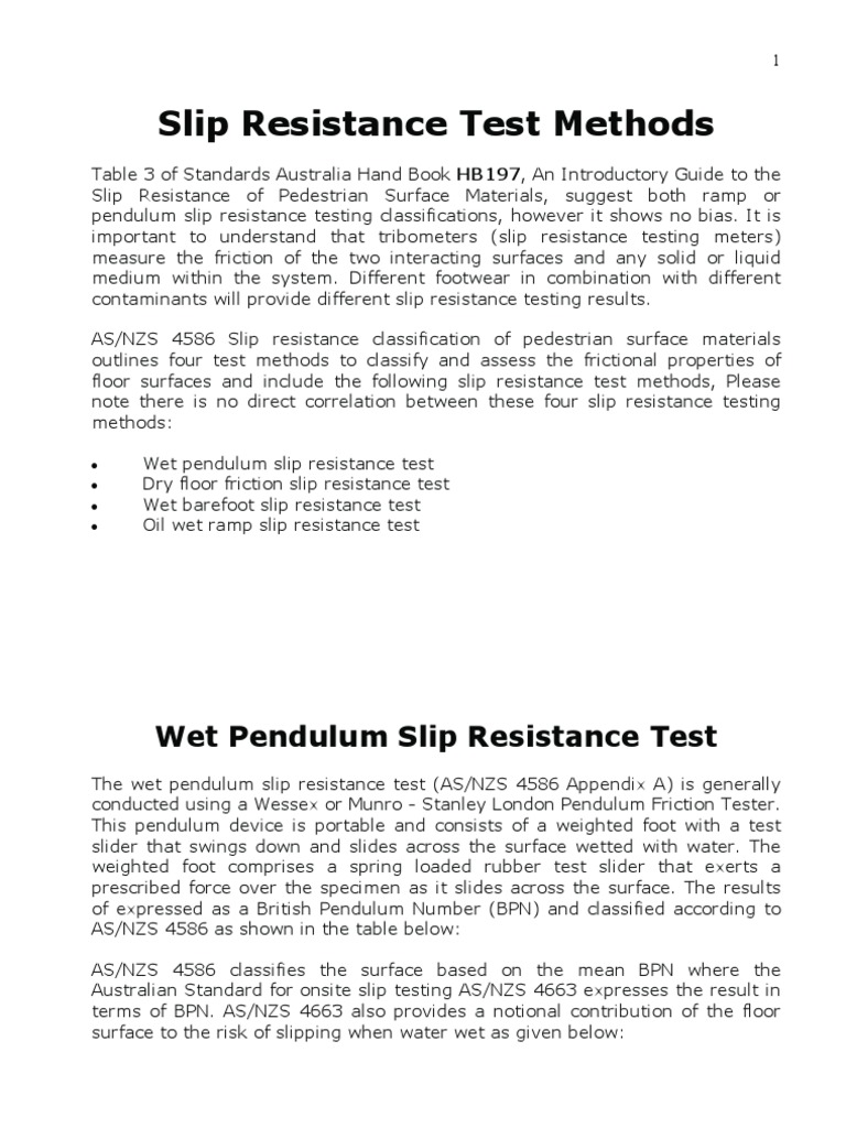 Slip Resistance Test Methods | PDF | Friction | Nature