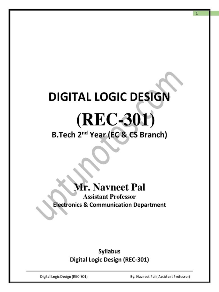 Digital Logic Design Syllabus PDF Boolean Algebra Teaching