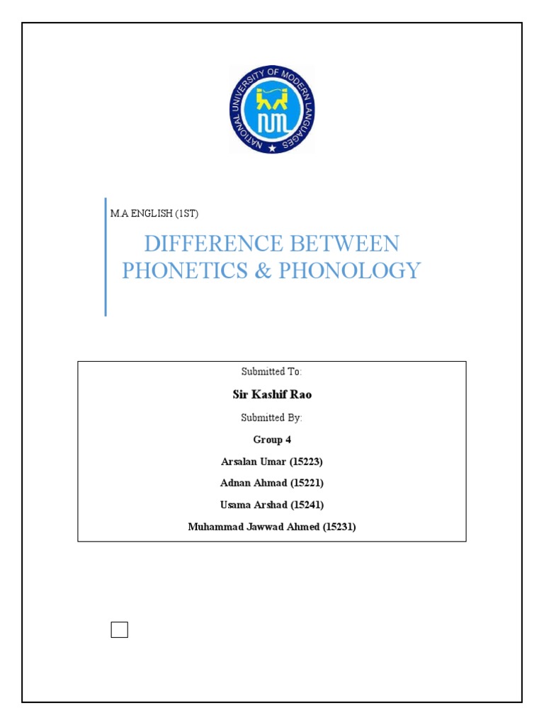 PNP Assignment - Difference Between Phonetics and Phonology | PDF ...