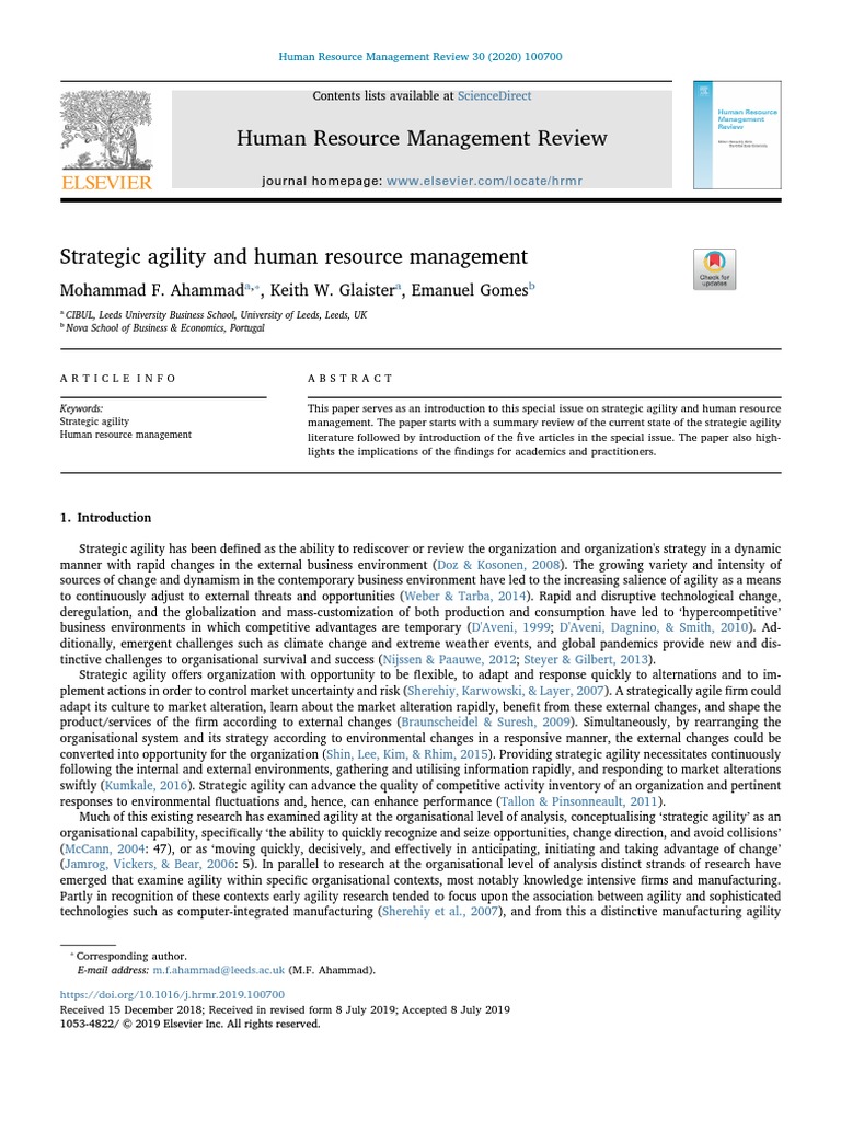 Fardapaper Strategic Agility and Human Resource Management PDF ...