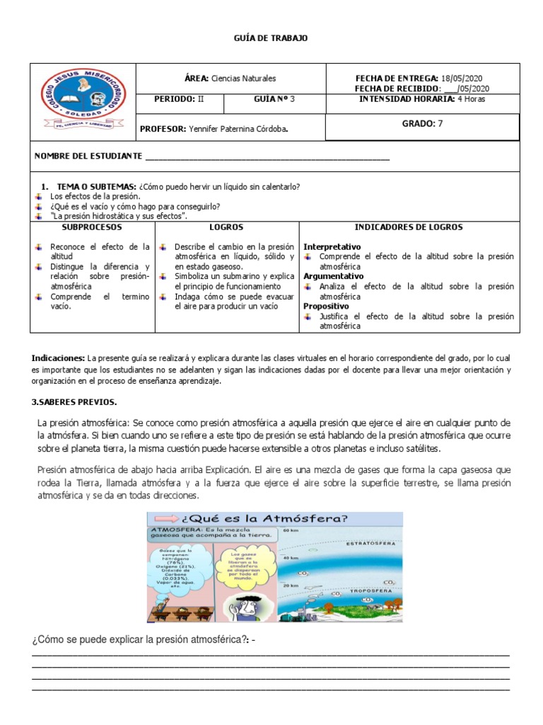 3 Guia de 7 Grado de Ciencias Naturales, II Periodo. | PDF | Líquidos ...