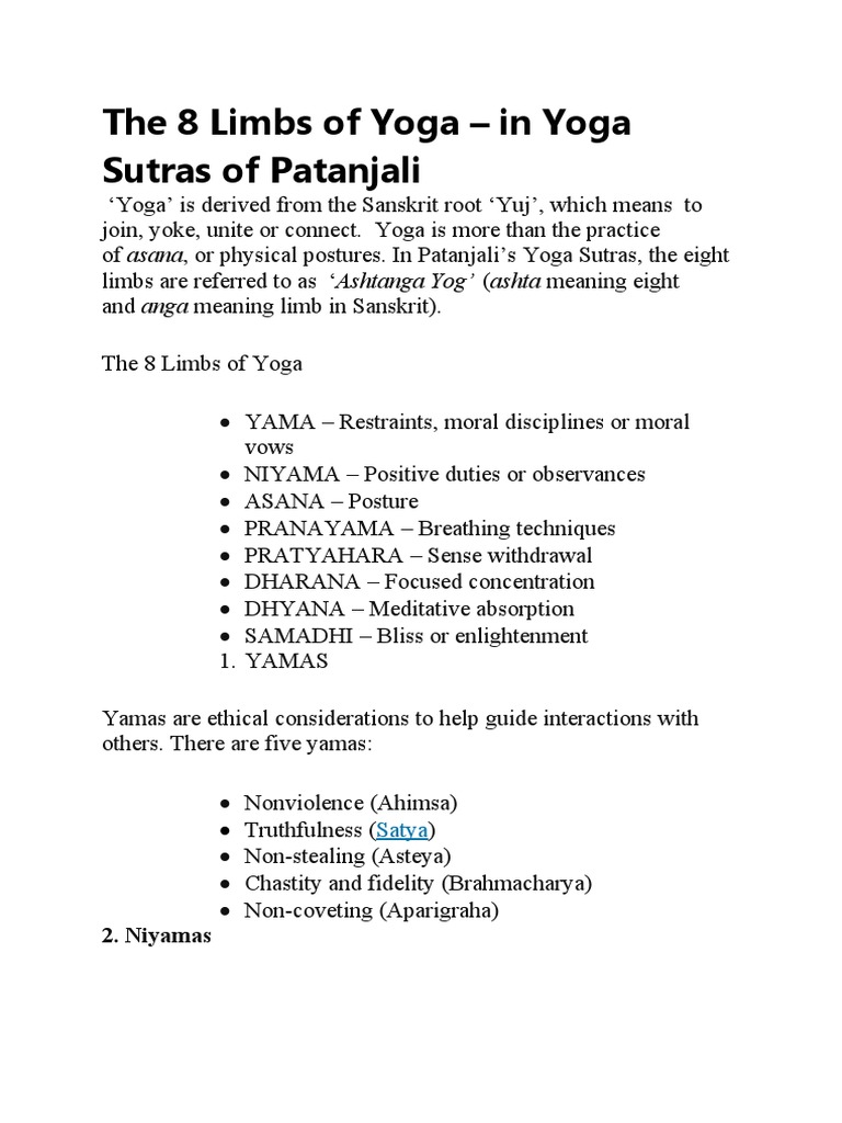 The 8 Limbs of Yoga | Download Free PDF | Yoga | Asana