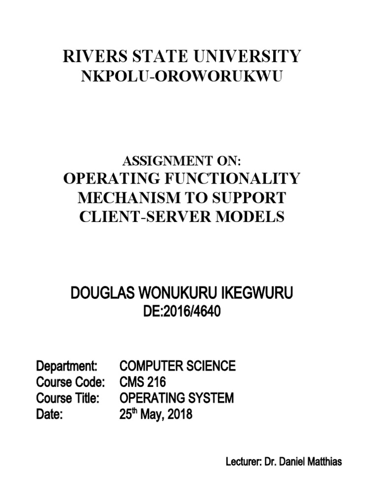 CLIENT SERVER MODELS-douglas | PDF | Client–Server Model | Operating System