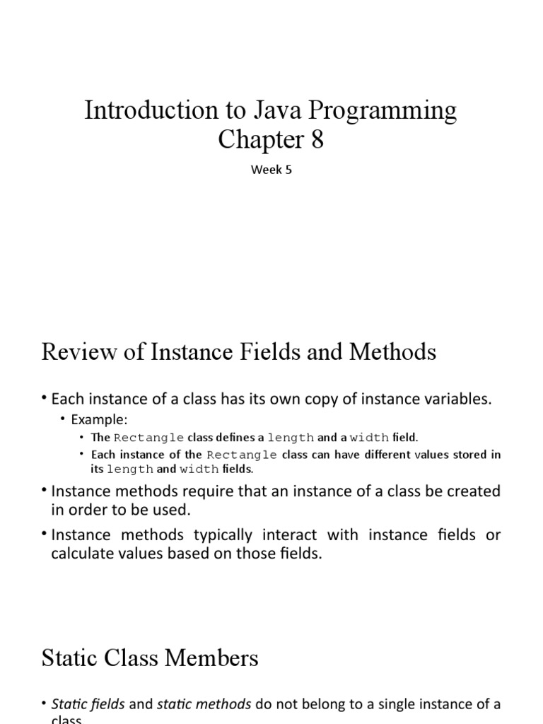 Introduction To Java Programming Week 5 Pdf Method Computer Programming Class Computer
