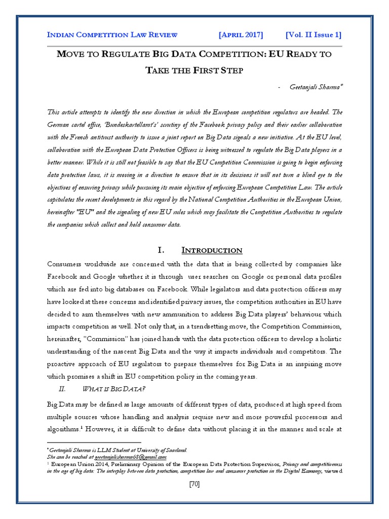Vol.2 MOVE TO REGULATE BIG DATA COMPETITION | PDF | Information Privacy ...