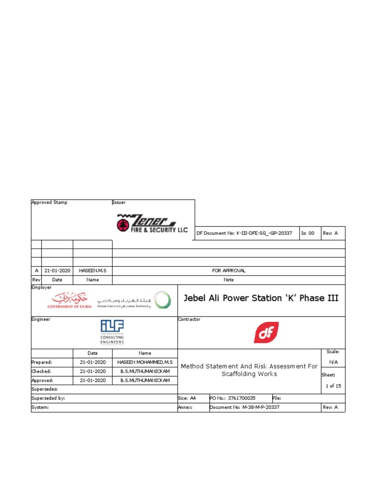 Scaffolding Method Statement Pdf Personal Protective Equipment Scaffolding