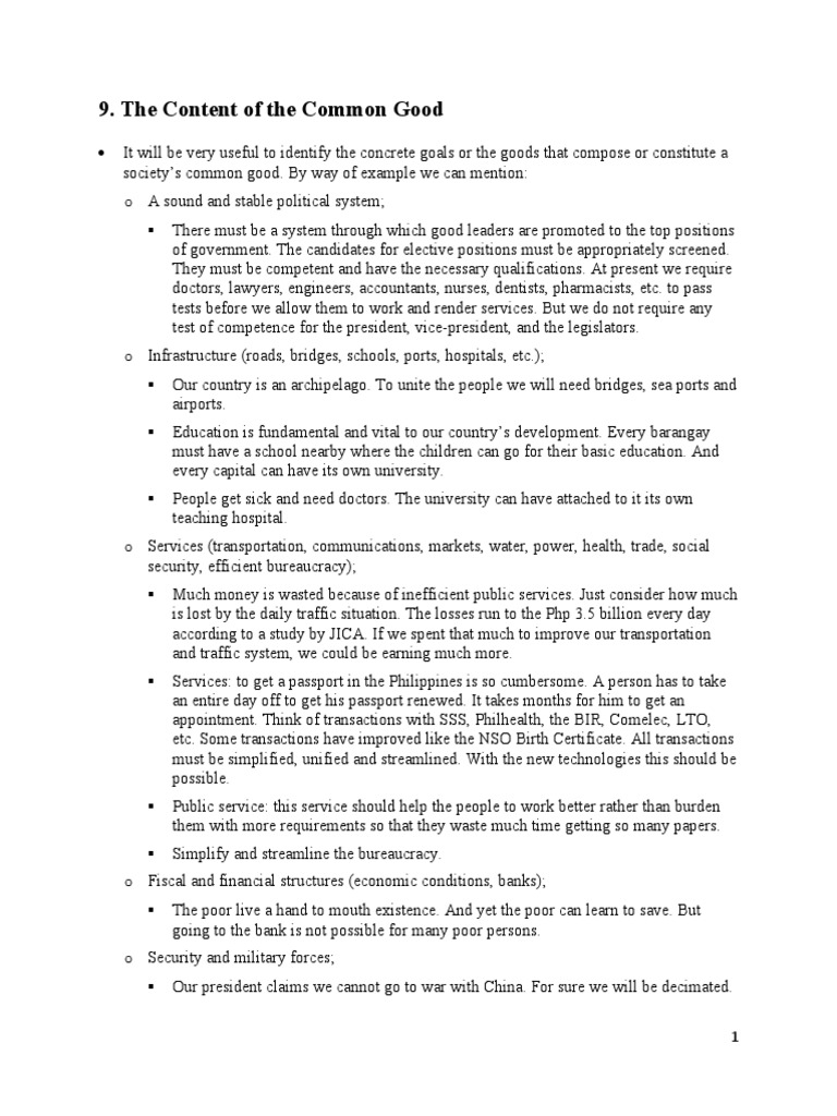 Key Components of the Common Good | PDF | Philippines | Common Good