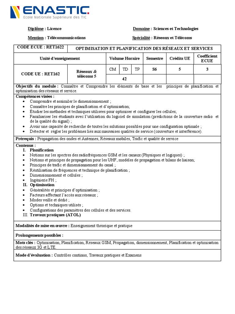 Optimisation Et Planification Des Réseaux L3 Télécoms v2 | Download ...